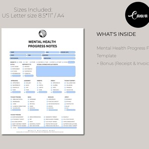 Canva Mental Progress Note Template, Counseling Therapy Note, Therapy ...