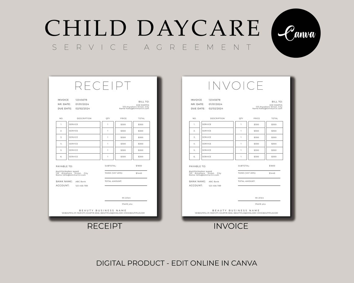 Editable Home Daycare Contract Template, Dayome Daycare Forms Package ...