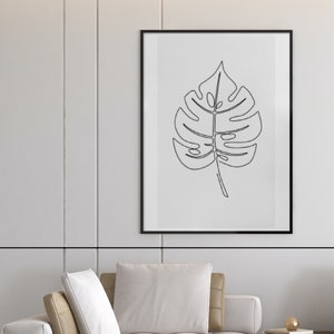Monstera One Line Art Print, Botanical Line Art, Digital Download ...