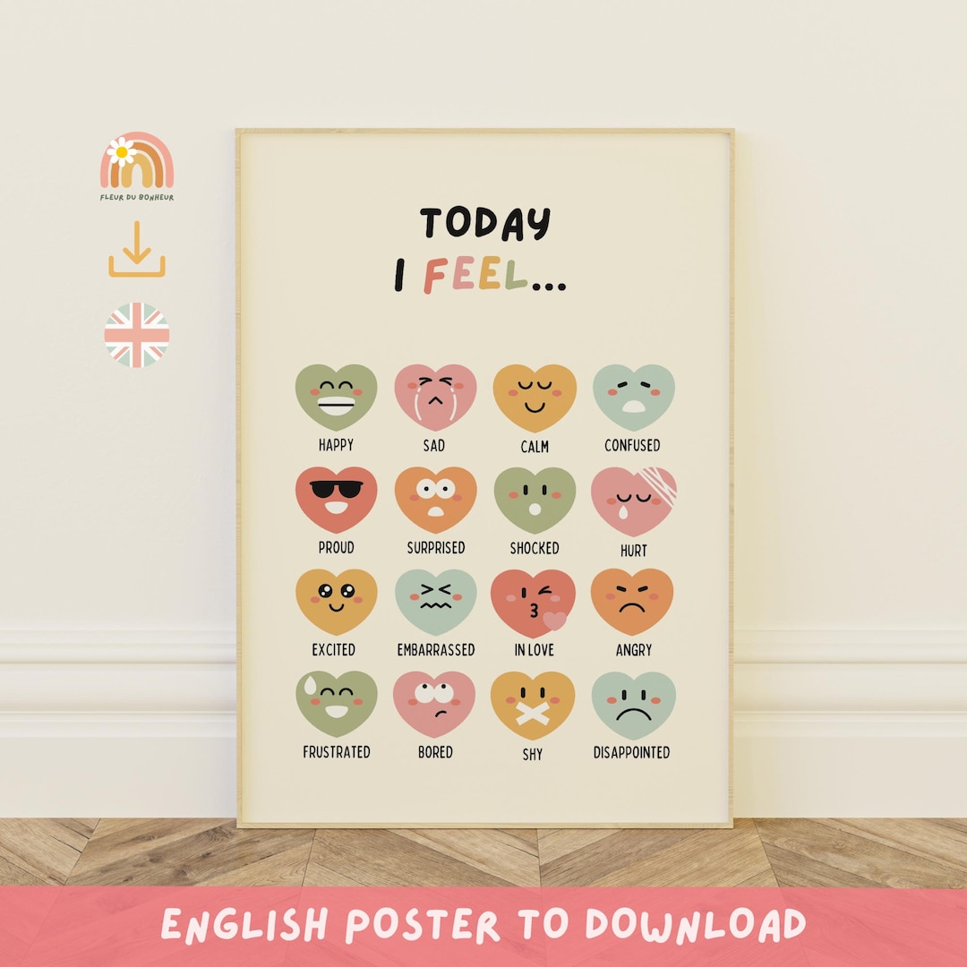 Today I Feel Printable Poster, Feelings Chart for Kids, Calm Down ...
