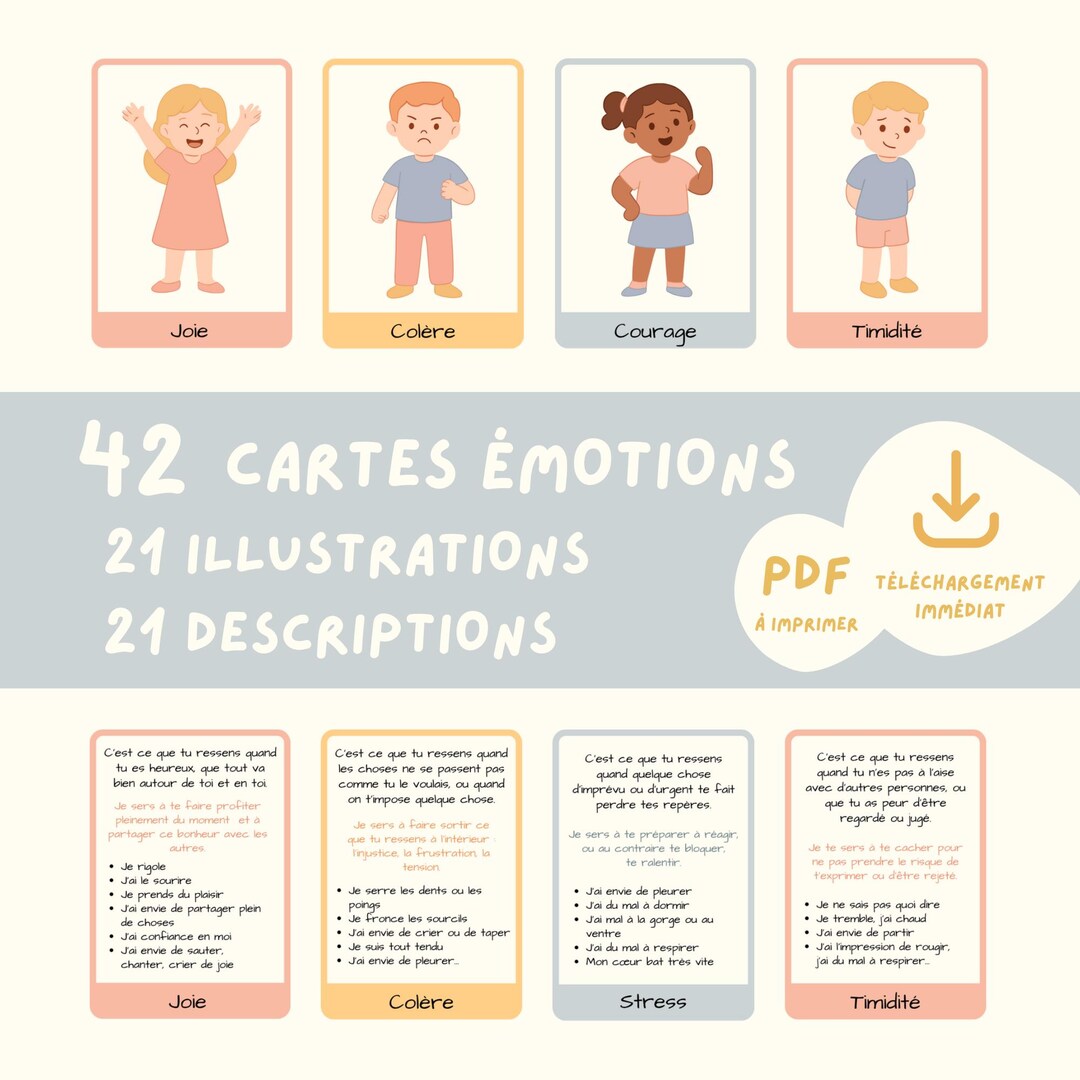 Printable Children's Emotion Cards, French Children's Emotion Game ...