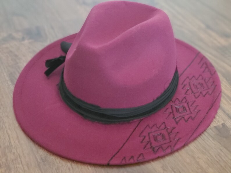 Custom Hand Burned Wide Brim Hat Aztec 360 - Etsy