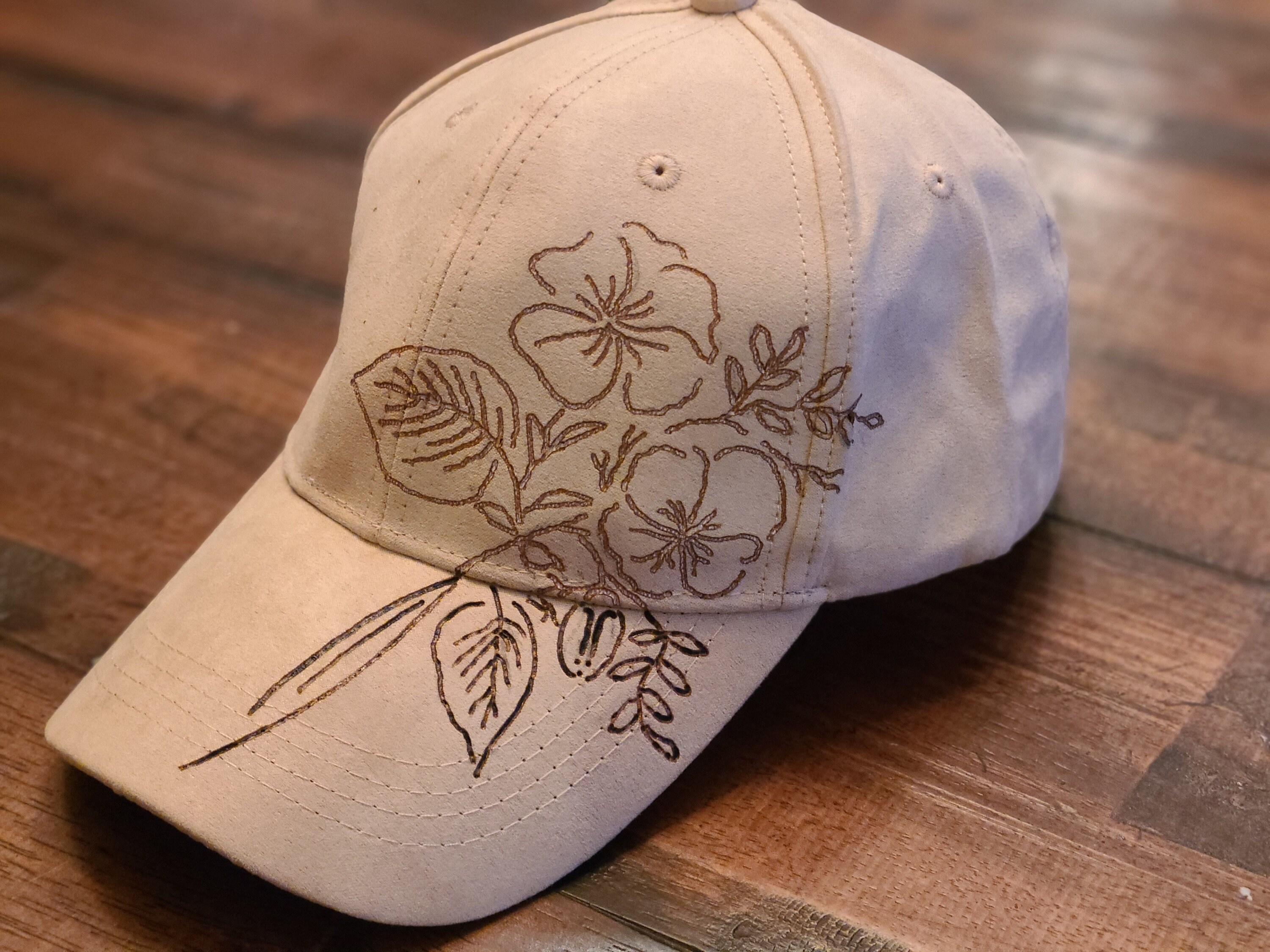 Custom Hand Burned Baseball Hat Floral - Etsy