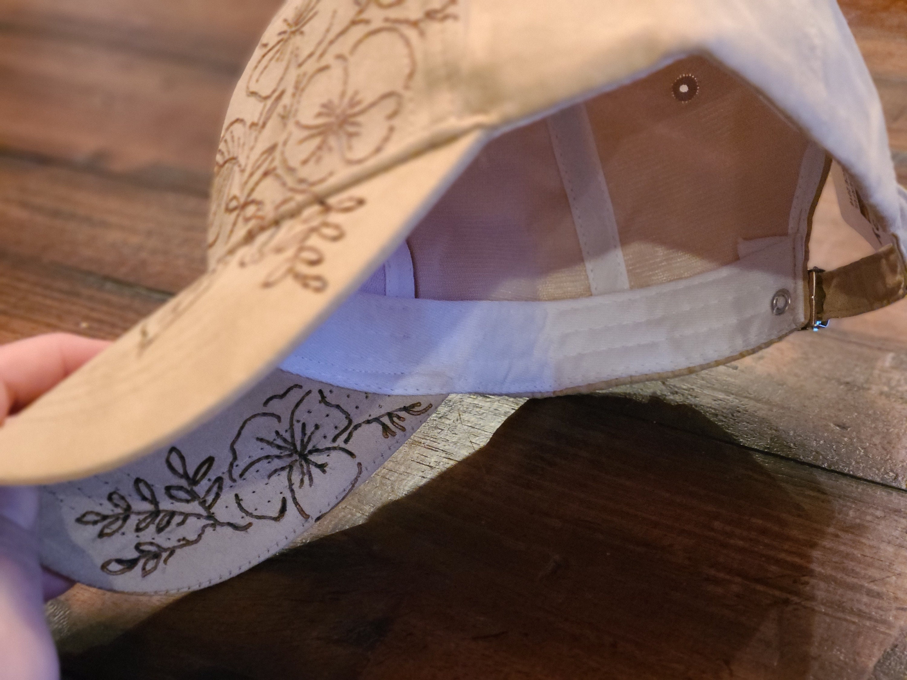 Custom Hand Burned Baseball Hat Floral - Etsy