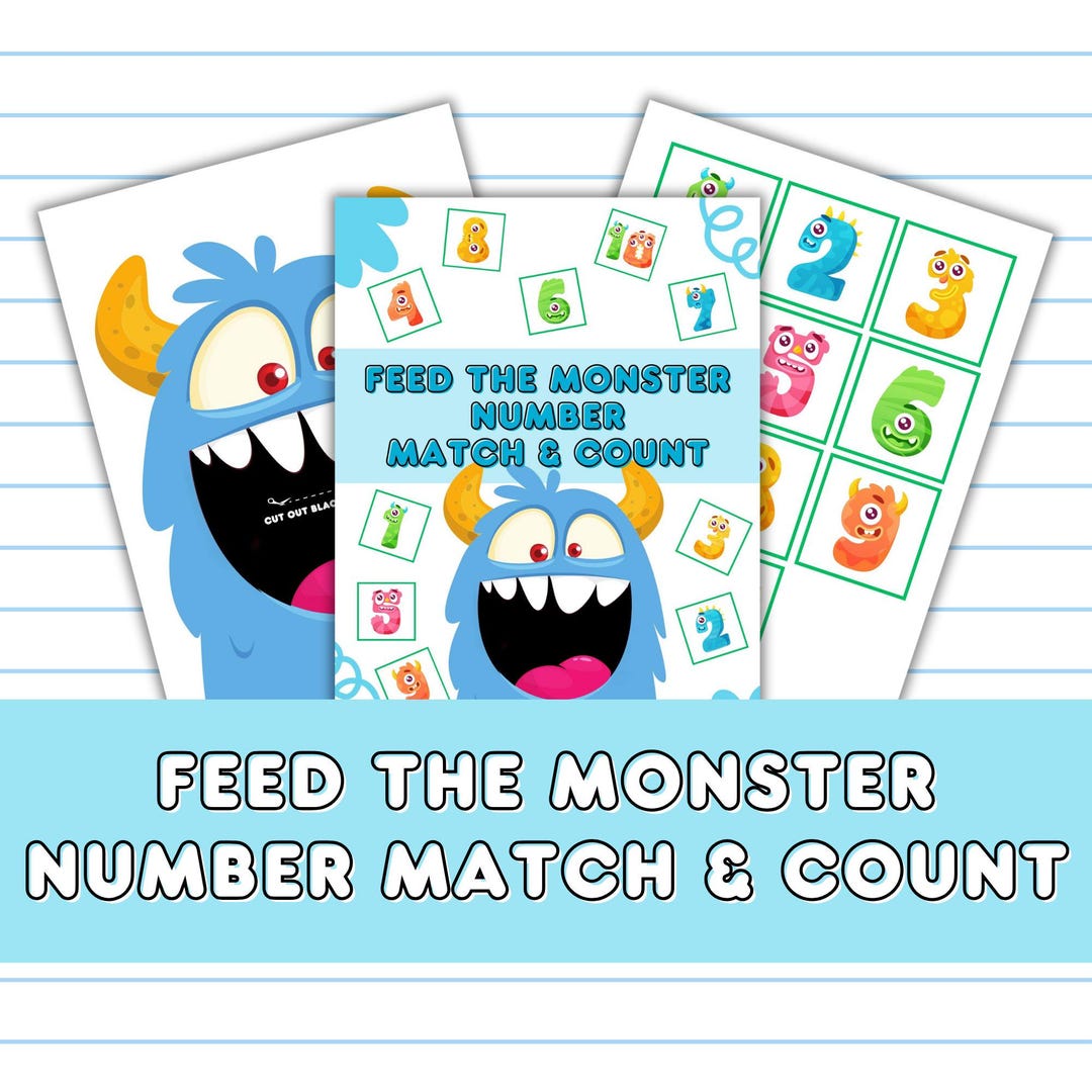 Feed the Monster Number Match and Count Activity, Printable Activity ...