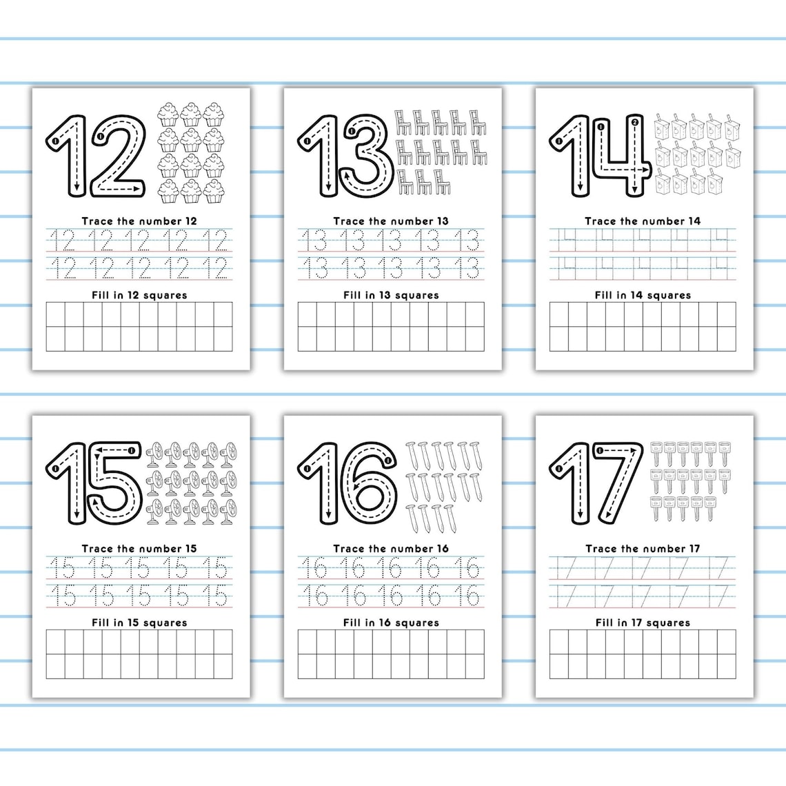 1-20 Number Tracing Worksheets, Printable Activity, 1-10 Worksheets ...