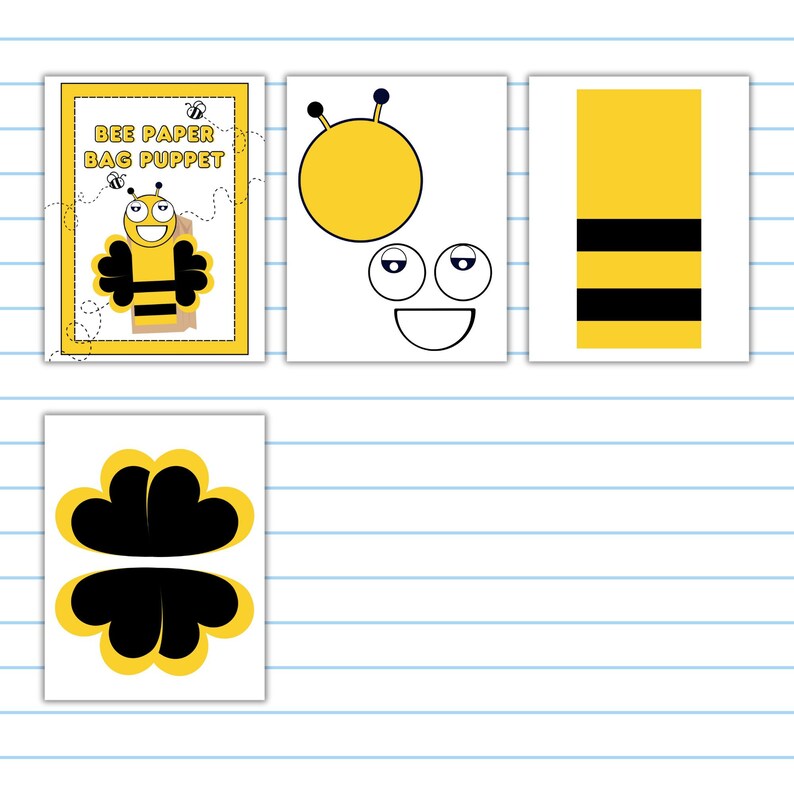 Bee Paper Bag Puppet, Puppet Activity, Preschool Printable, Puppets ...