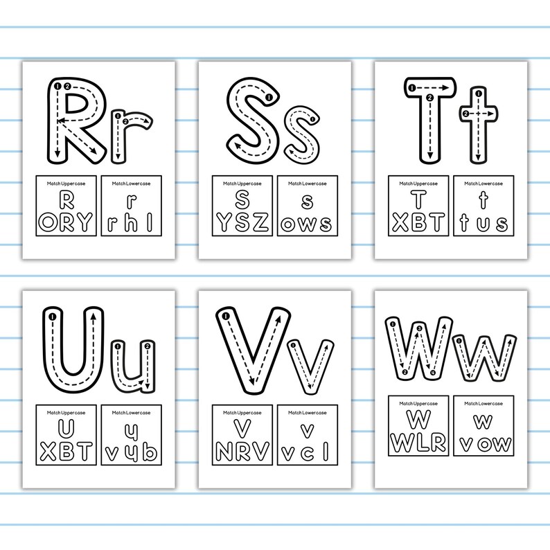 Alphabet Tracing and Matching Worksheets, Printable Activity, ABC ...
