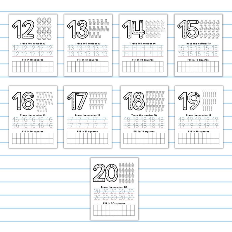 Trace and Match Numbers 1-20, Printable Activity, 1-10 Worksheets ...