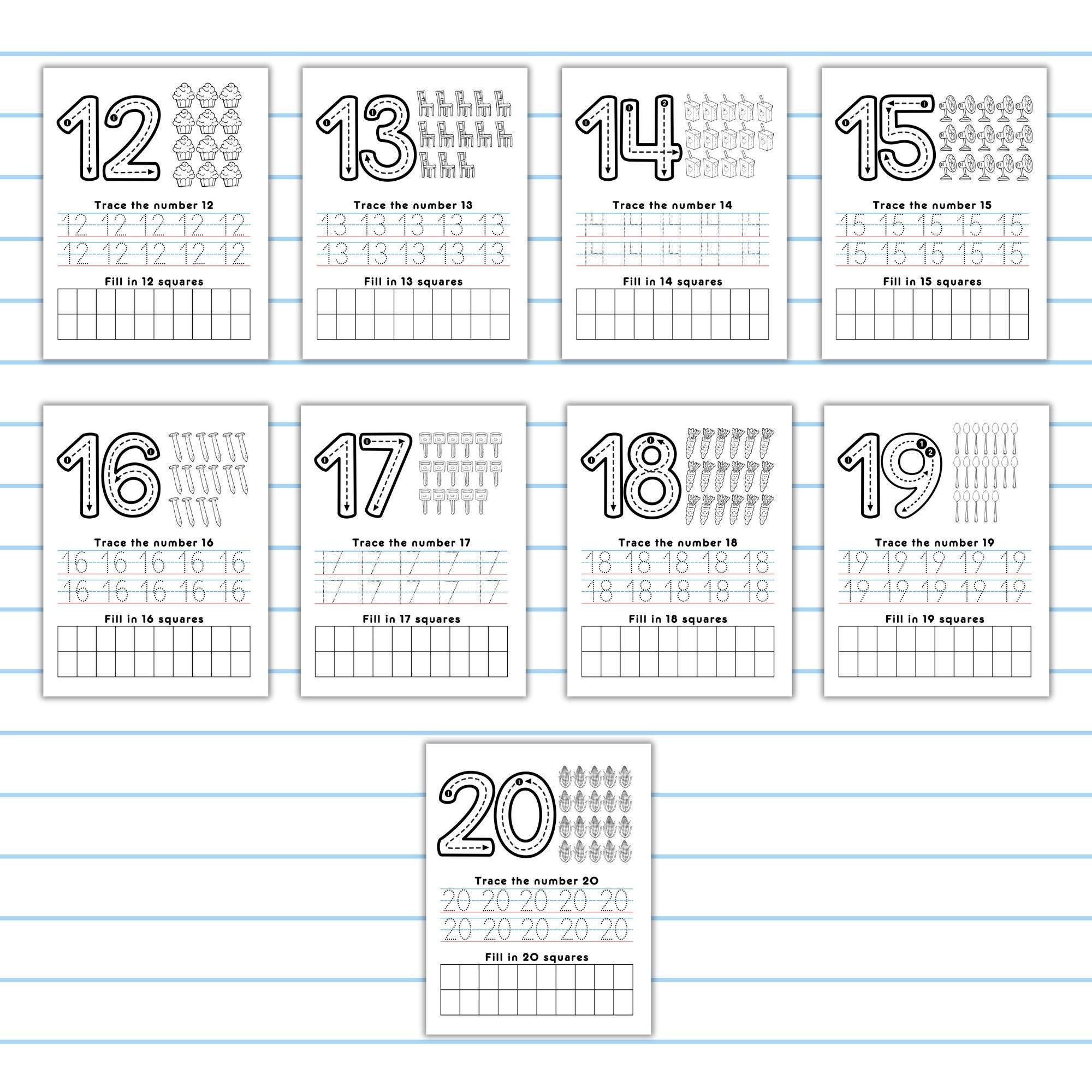 Trace and Match Numbers 1-20, Printable Activity, 1-10 Worksheets ...