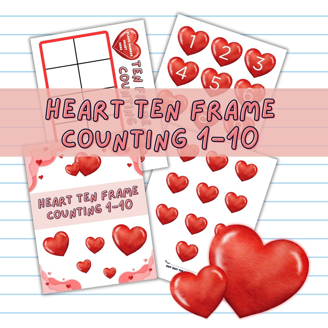 Heart Number Matching Game, Ten Frame Counting, Printable Activity ...