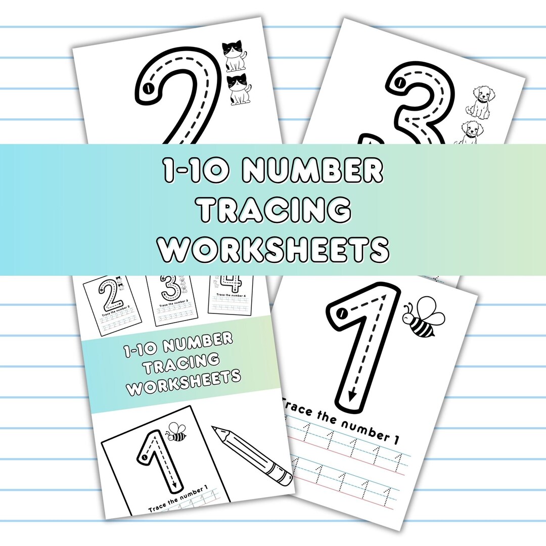 1-10 Number Tracing Worksheets, Printable Activity, 1-10 Worksheets ...