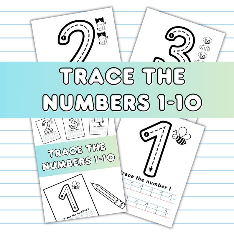 Trace the Numbers 1-10, Printable Activity, 1-10 Worksheets, Preschool ...