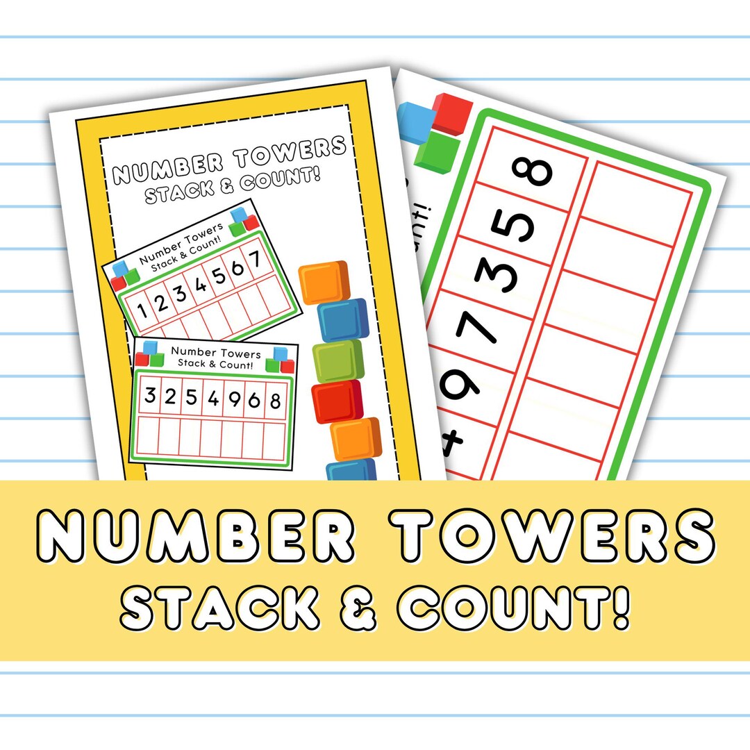 Number Towers Stack & Count, Number Matching Game, Number Worksheet ...