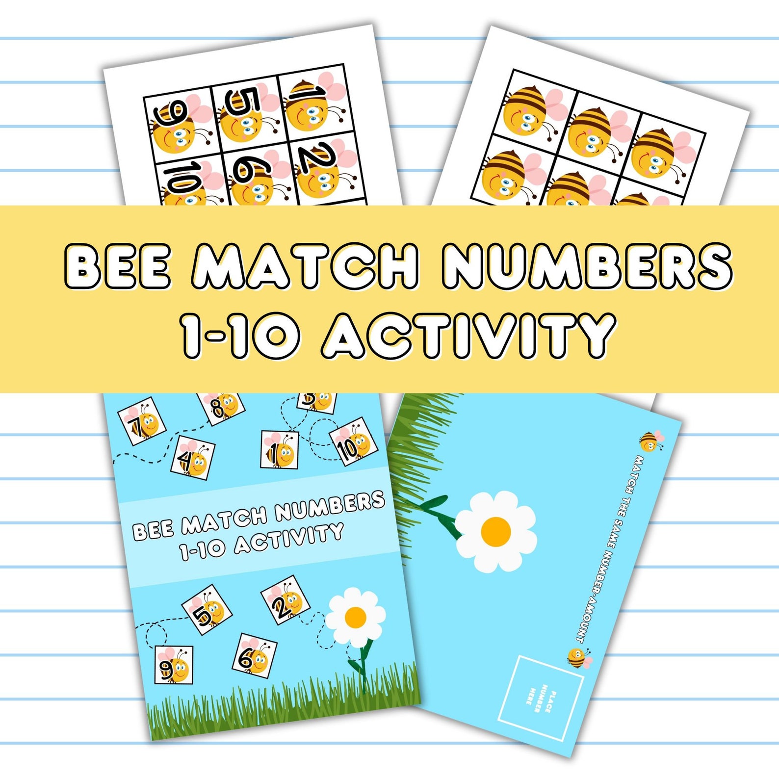 Bee Number Matching Game, Numbers 1 to 10 Activity, Spring Activity ...