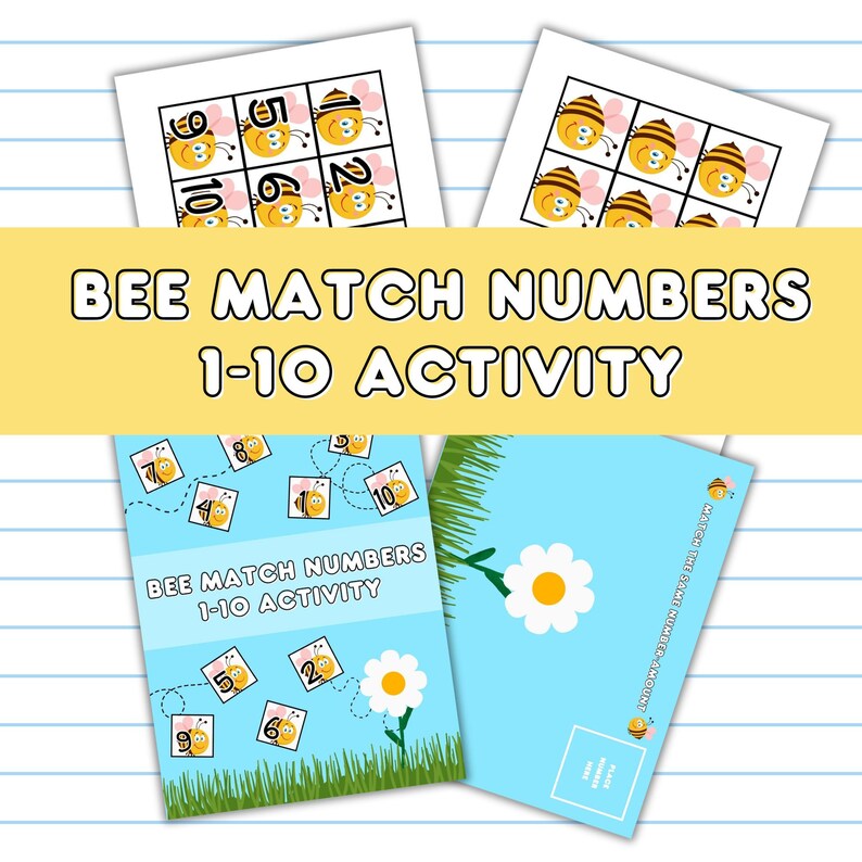 Bee Number Matching Game, Numbers 1 to 10 Activity, Spring Activity ...