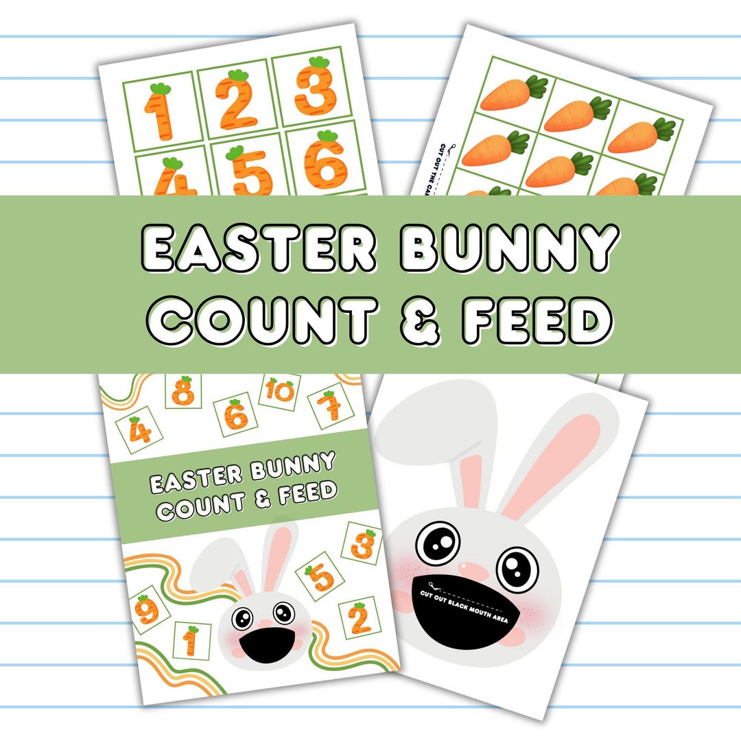 Easter Bunny Count and Feed, Printable Activity, Number Worksheet ...