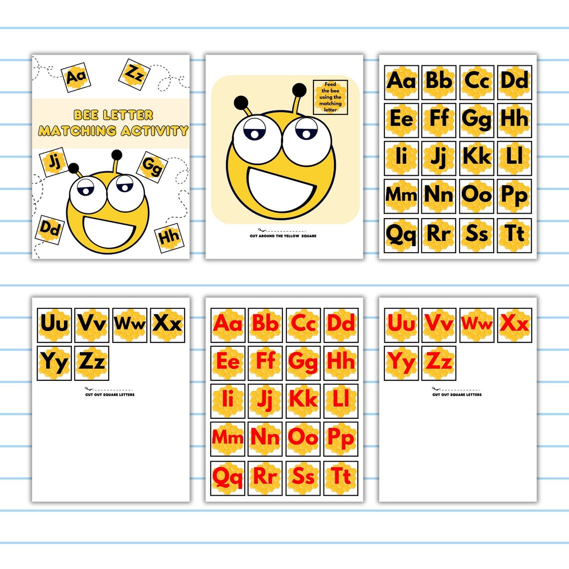 Bee Letter Matching Activity, Letter Matching Game, Alphabet Printable ...