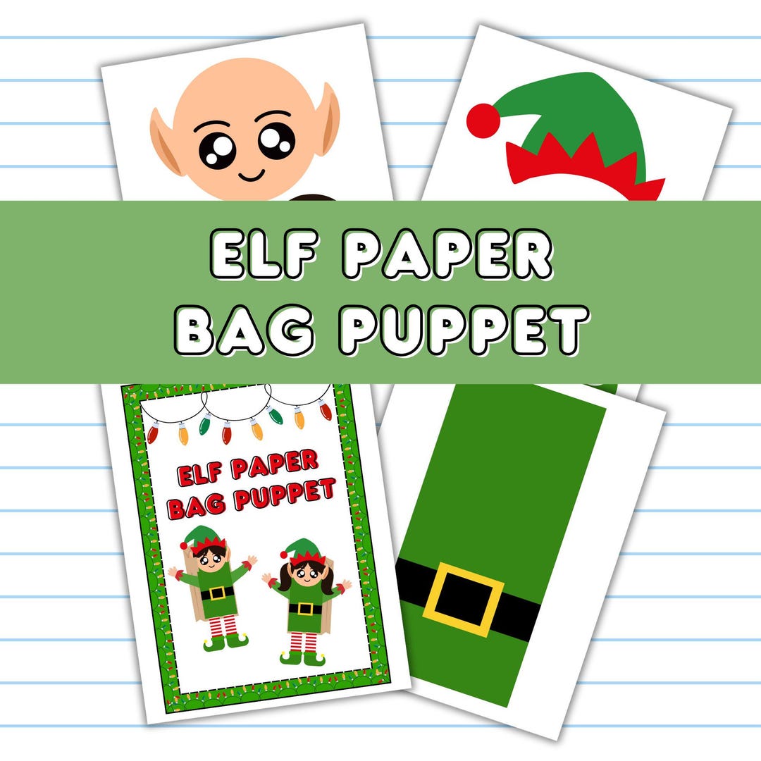 Elf Paper Bag Puppet, Puppet Activity, Preschool Printable, Puppets ...
