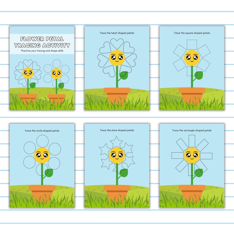 Flower Tracing Activity, Shape Activity, Spring Activity, Tracing ...