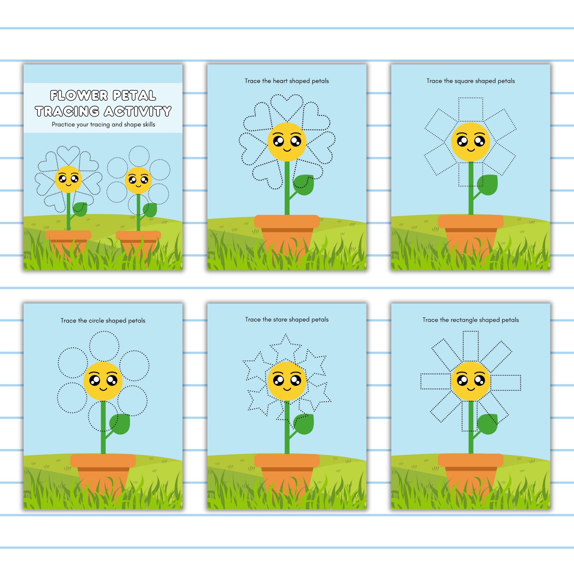 Flower Tracing Activity, Shape Activity, Spring Activity, Tracing ...