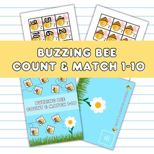Bee Count and Match, Numbers 1 to 10 Activity, Spring Activity, Number ...