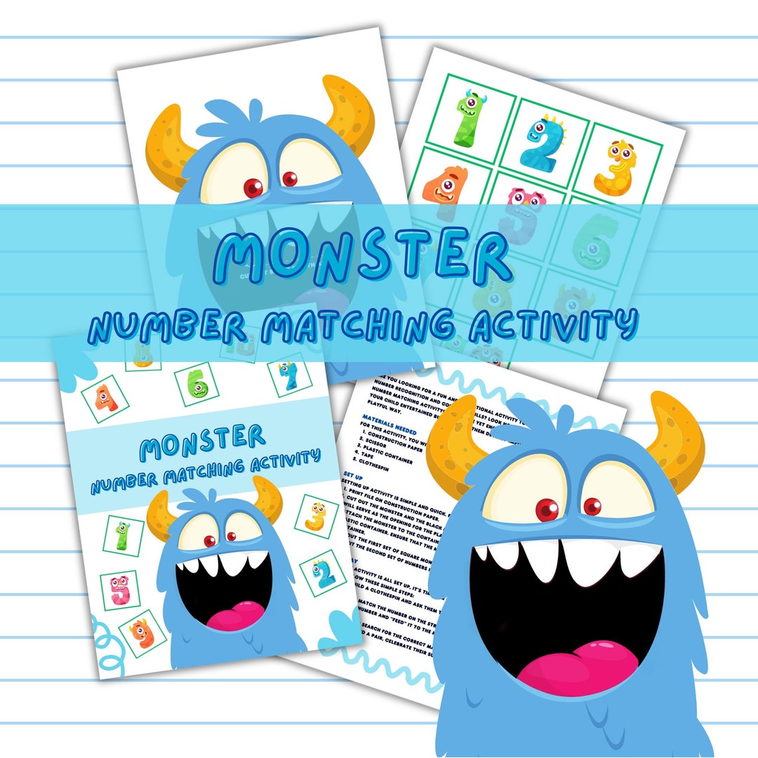 Monster Number Matching Game, Printable Activity, Number Worksheet ...