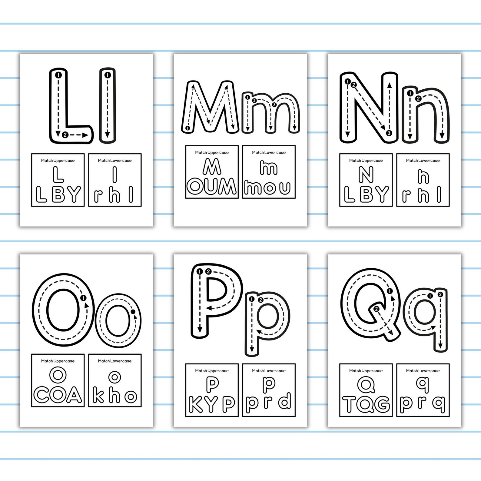 Alphabet Tracing and Matching Worksheets, Printable Activity, ABC ...
