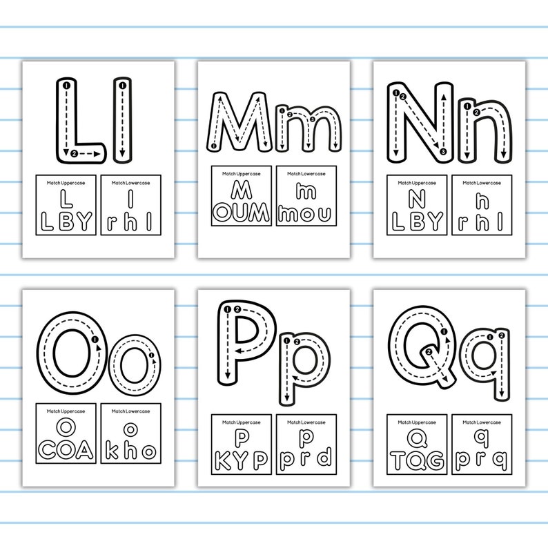 Alphabet Tracing and Matching Worksheets, Printable Activity, ABC ...