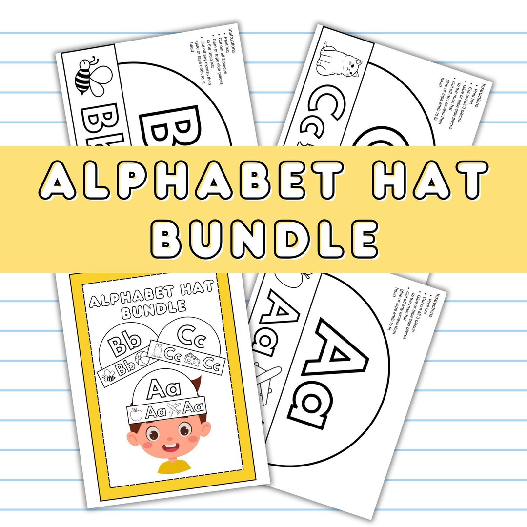 Alphabet Hat Bundle, Coloring Activity, Hat Craft, Paper Hat, Class ...