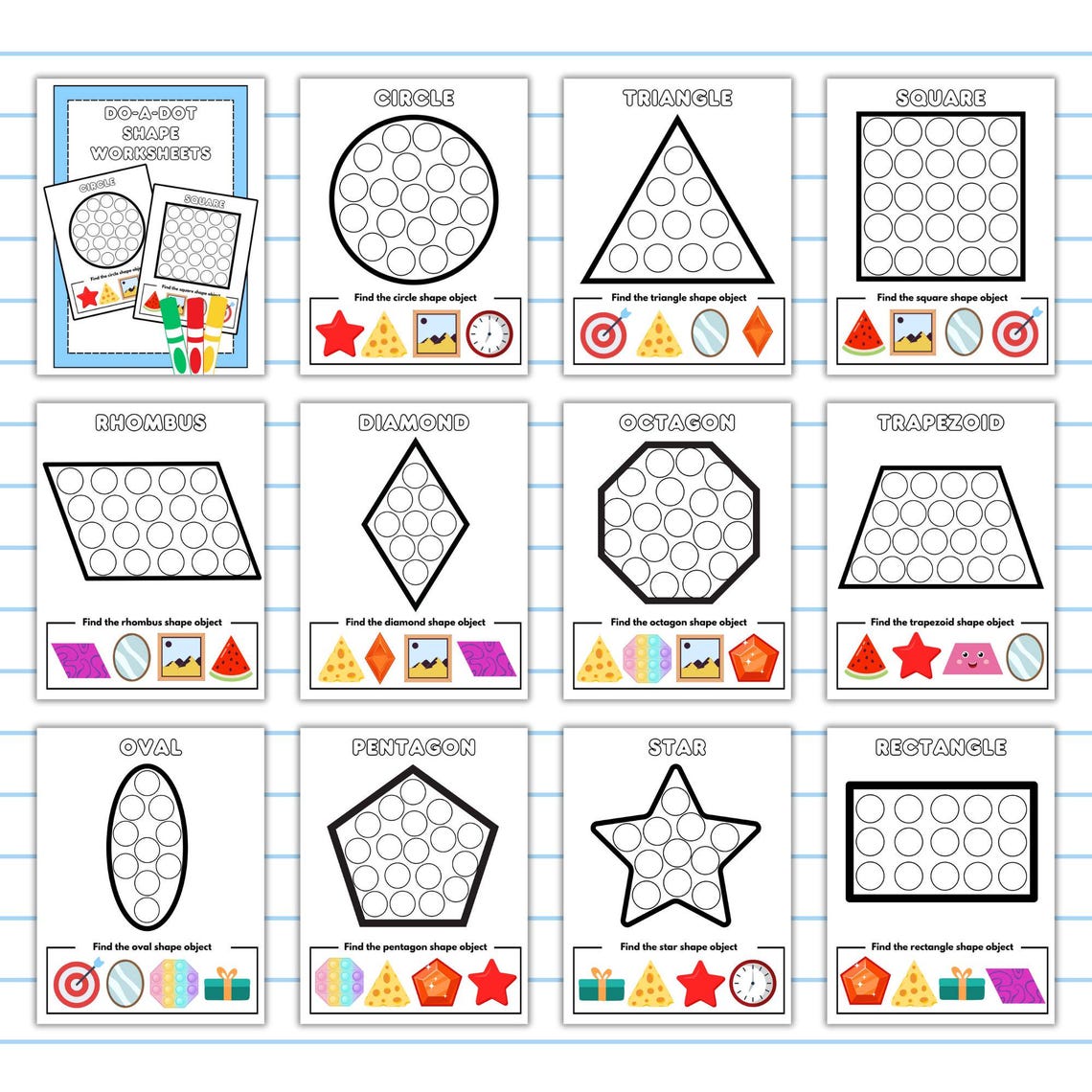 Do-a-dot Shape Worksheets, Printable Activity, Shape Worksheets ...