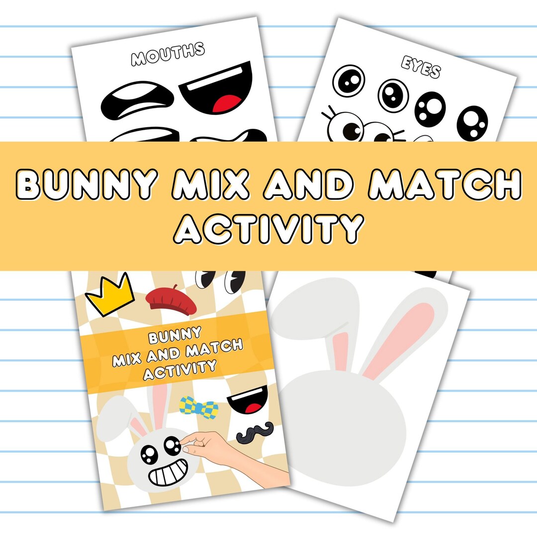 Bunny Mix and Match, Matching Game, Printable Activity, Bunny Worksheet ...