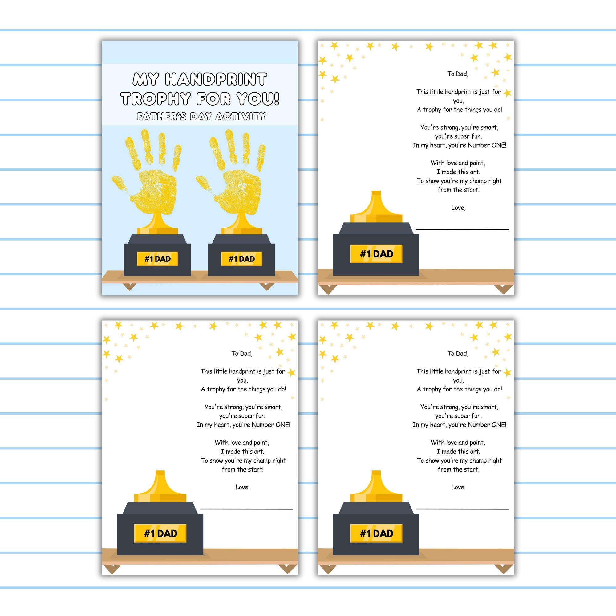 Father's Day Trophy Handprint, Trophy Craft, DIY, Father's Day Activity ...