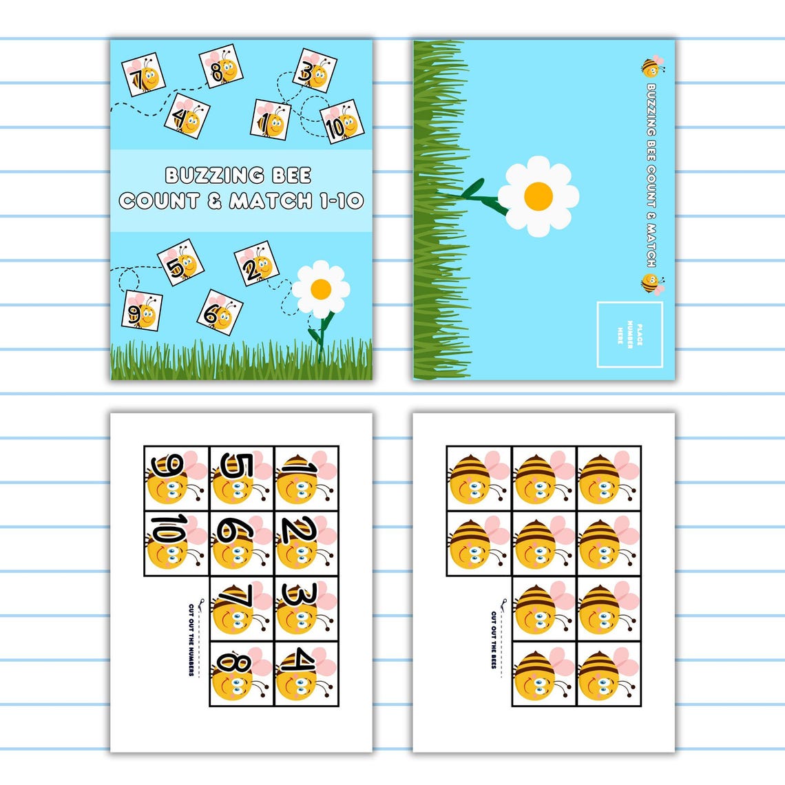 Bee Count and Match, Numbers 1 to 10 Activity, Spring Activity, Number ...