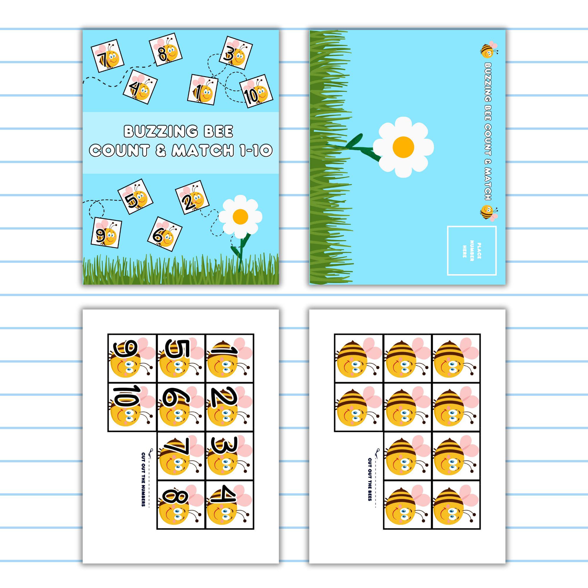 Bee Count and Match, Numbers 1 to 10 Activity, Spring Activity, Number ...