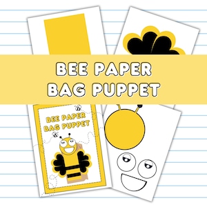 Bee Paper Bag Puppet, Puppet Activity, Preschool Printable, Puppets ...