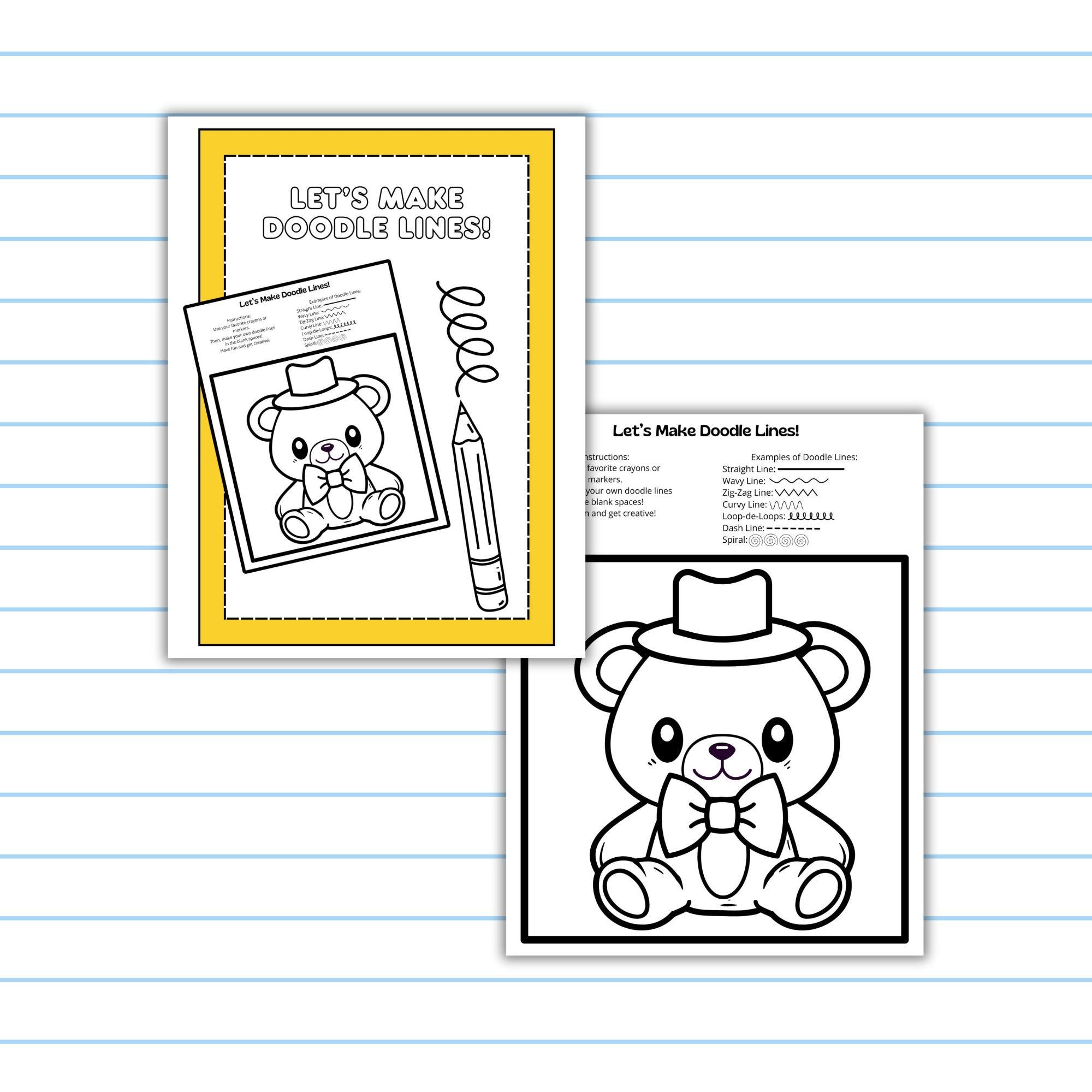 Let’s Make Doodle Lines, Doodle Activity, Doodle Worksheet, Preschool ...