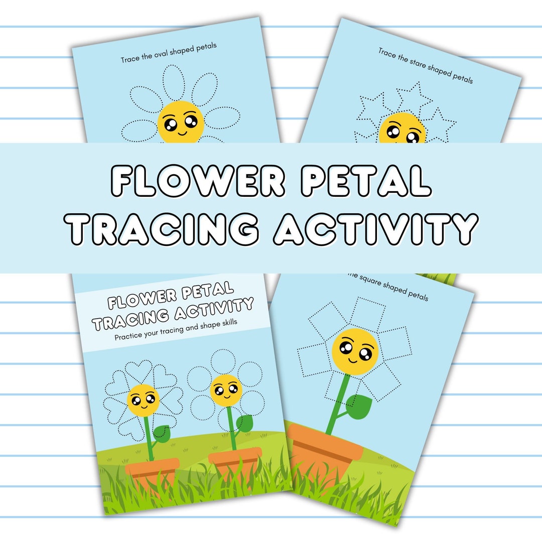 Flower Tracing Activity, Shape Activity, Spring Activity, Tracing ...
