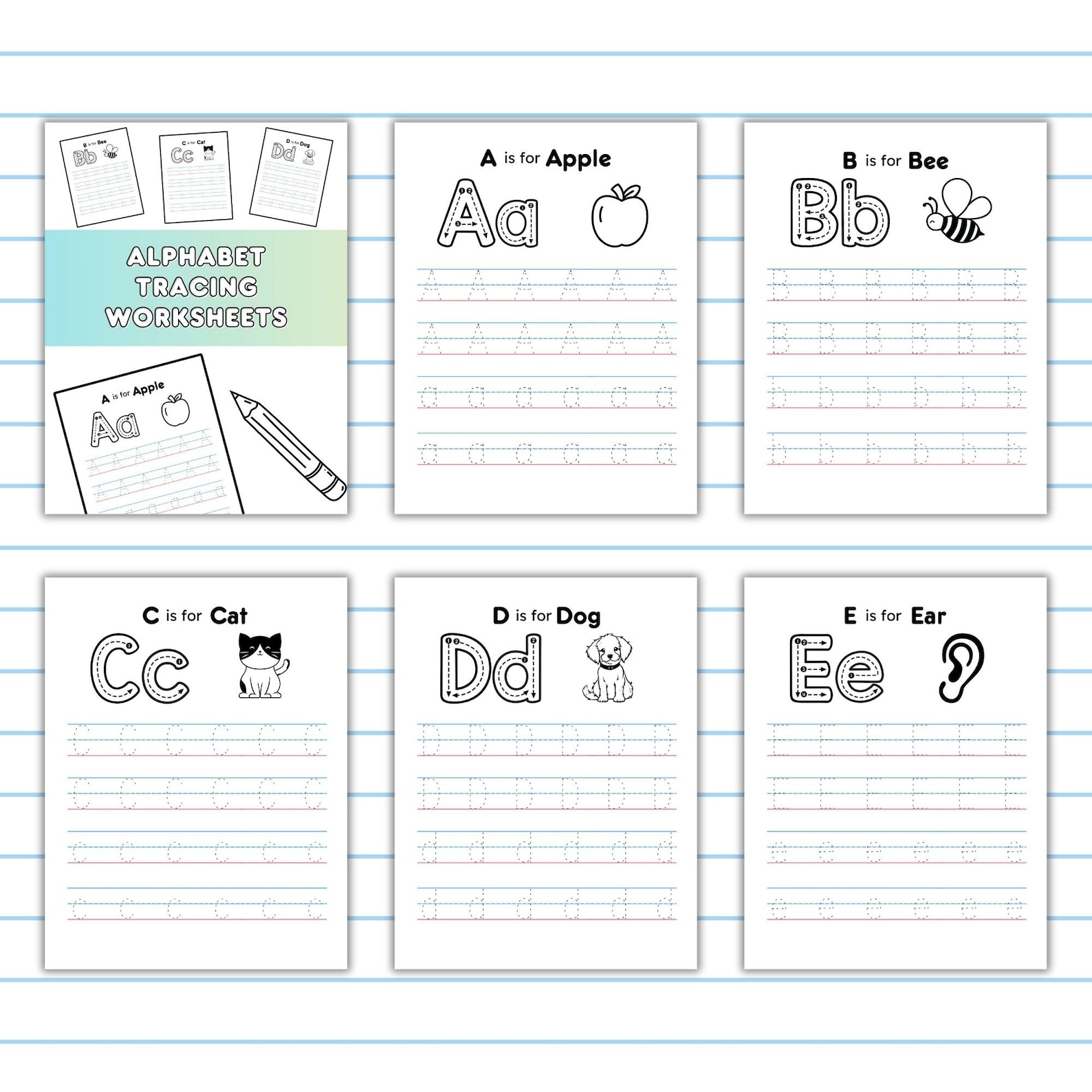 Alphabet Tracing Worksheets, Printable Activity, ABC Worksheets ...