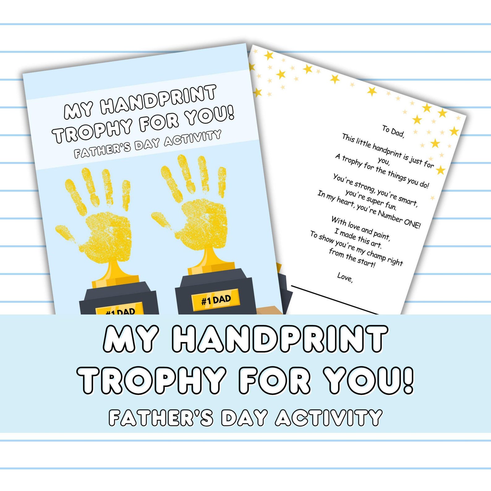 Father's Day Trophy Handprint, Trophy Craft, DIY, Father's Day Activity ...