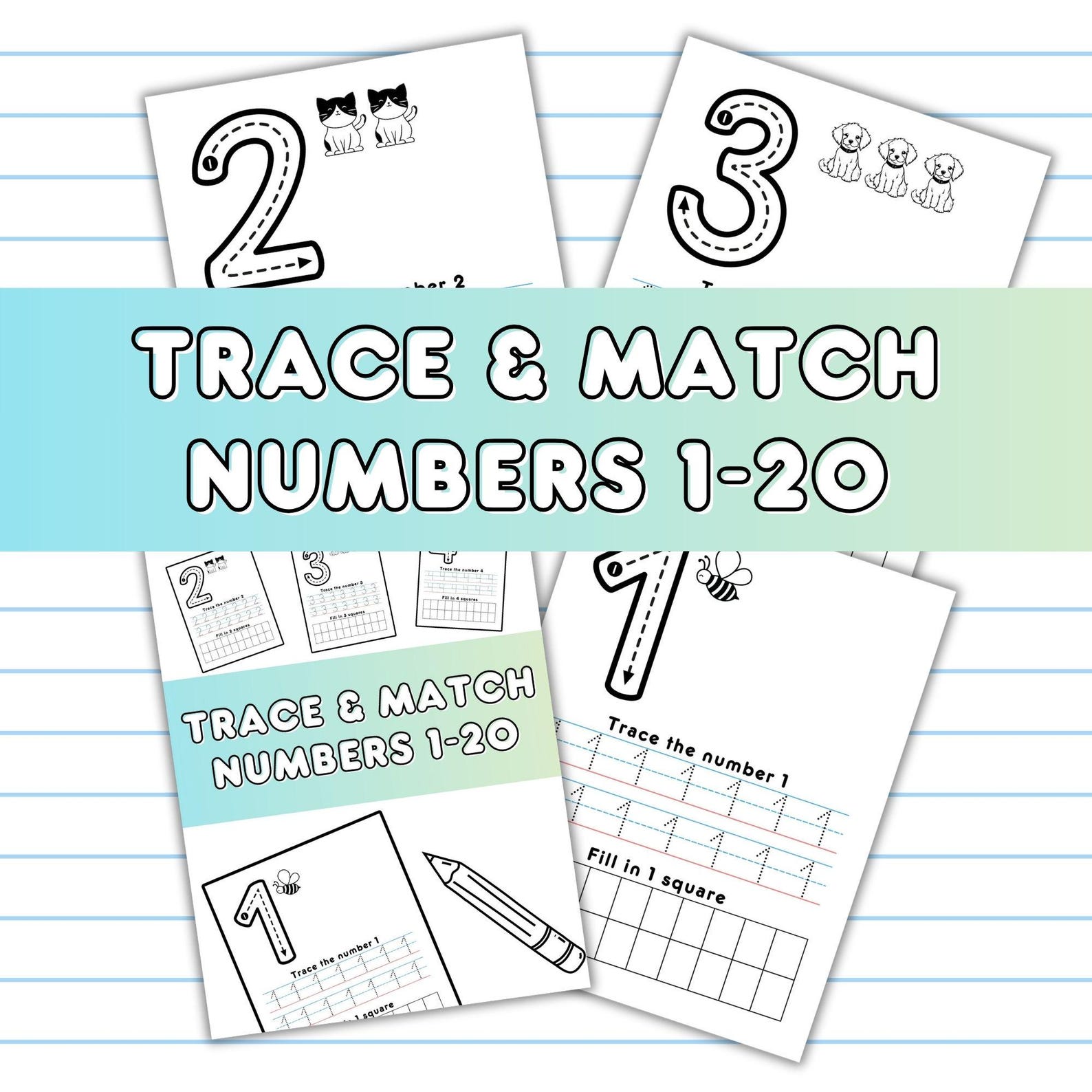Trace and Match Numbers 1-20, Printable Activity, 1-10 Worksheets ...