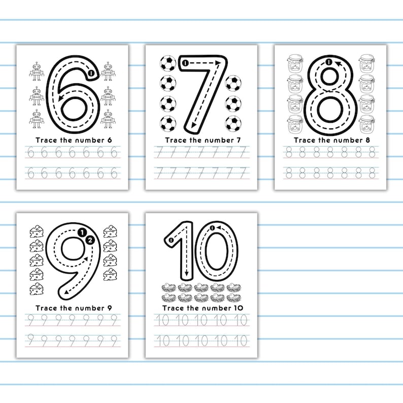1-10 Number Tracing Worksheets, Printable Activity, 1-10 Worksheets ...