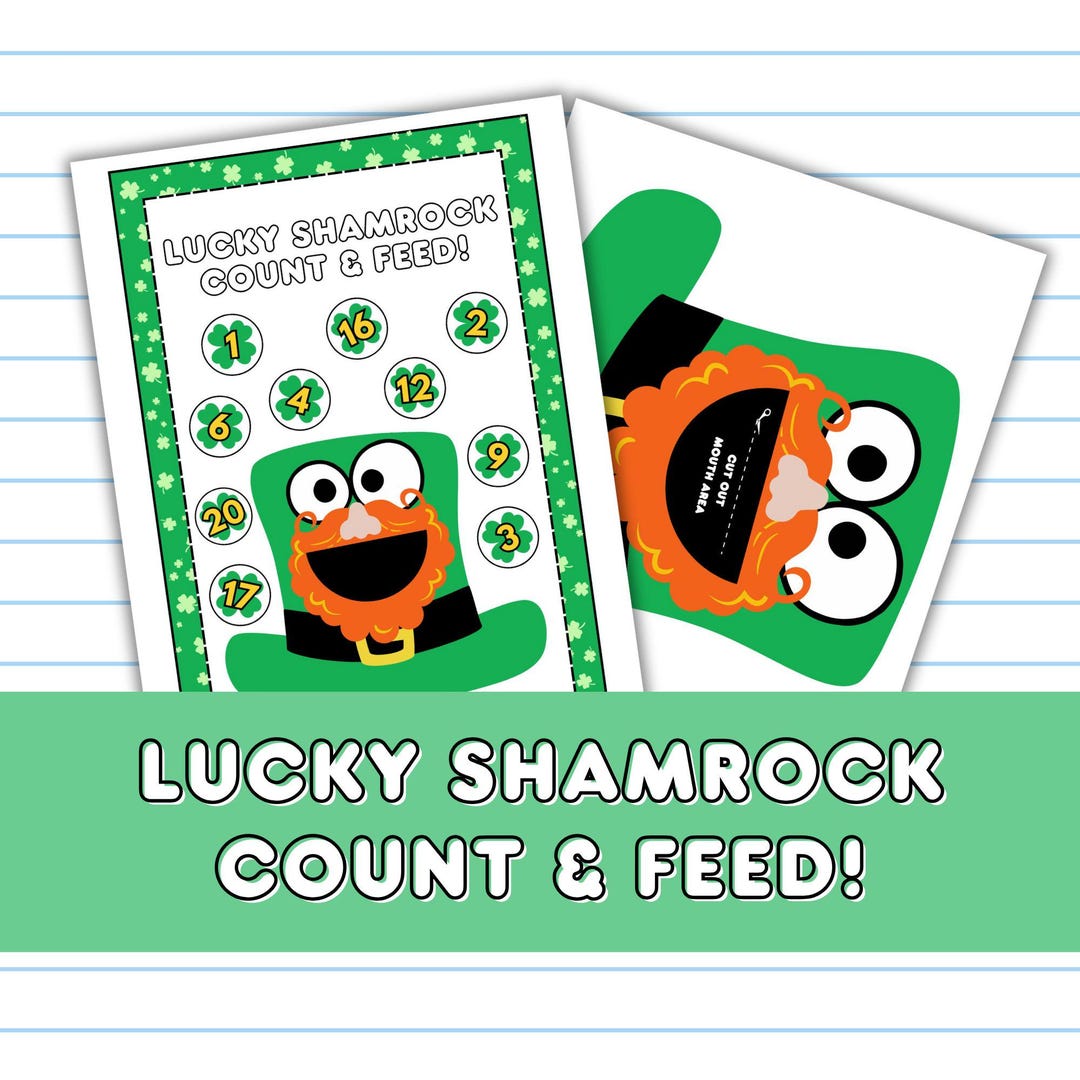 Lucky Shamrock Count & Feed, Number Matching Game, Number Worksheet ...