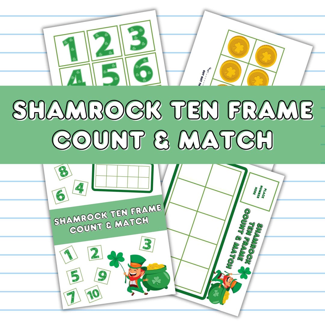 Shamrock Ten Frame Count and Match, Ten Frame Counting, Number ...