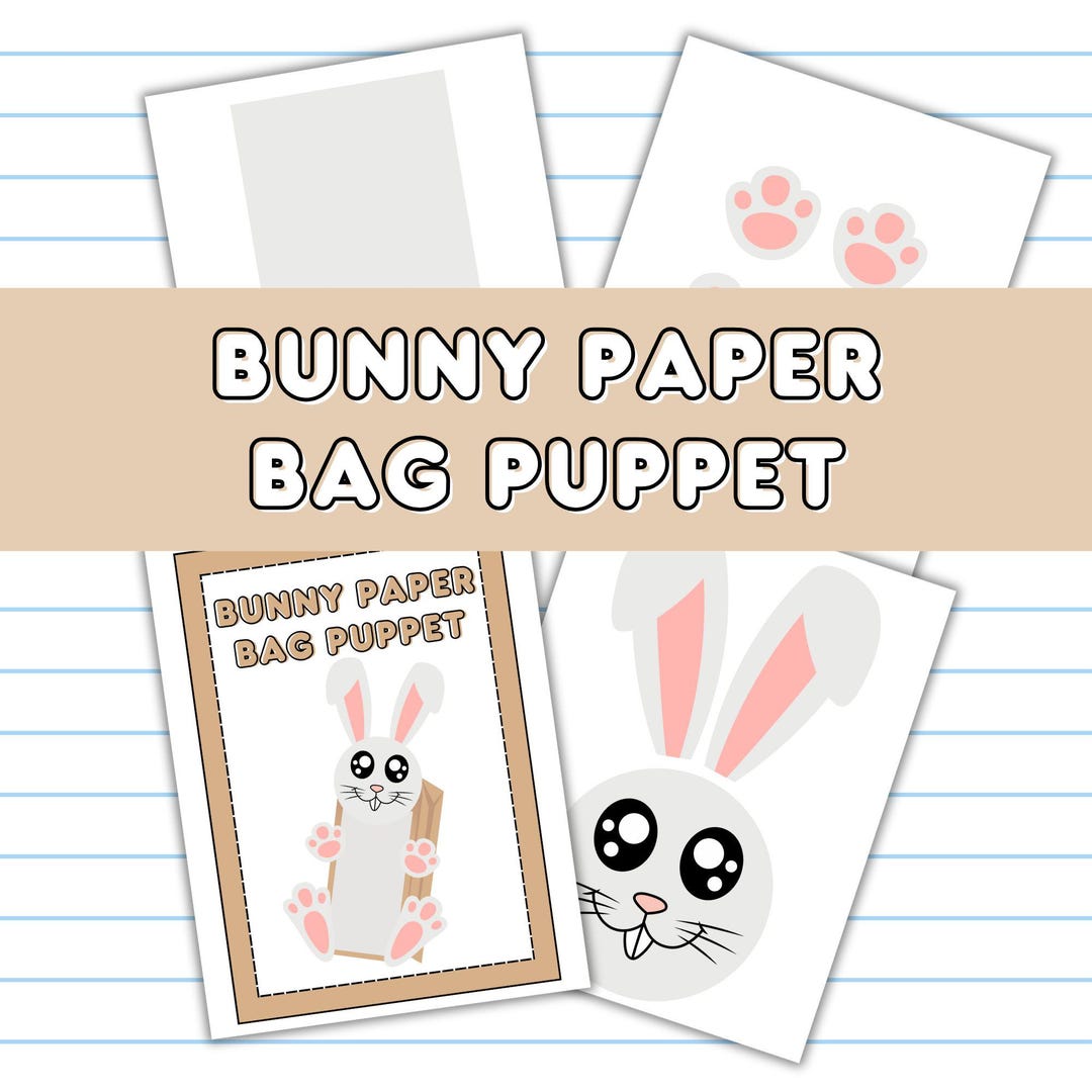 Bunny Paper Bag Puppet, Puppet Activity, Preschool Printable, Puppets ...