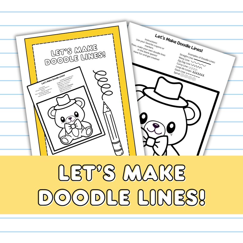 Let’s Make Doodle Lines, Doodle Activity, Doodle Worksheet, Preschool ...