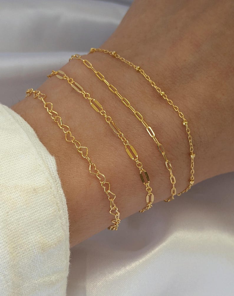 Personalized 14k Gold Filled Bracelet – Dainty Non Tarnish Paperclip ...