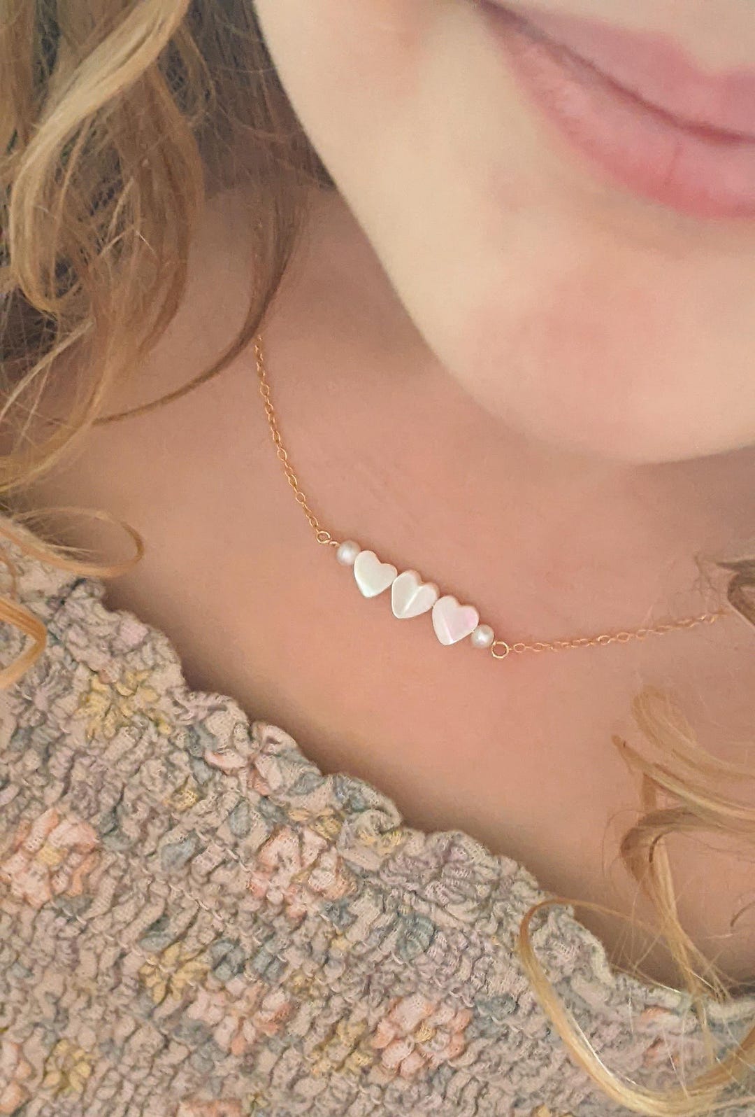 Girl Heart Necklace, 14k Gold-filled Chain Heart Pearl Necklace, Gold ...
