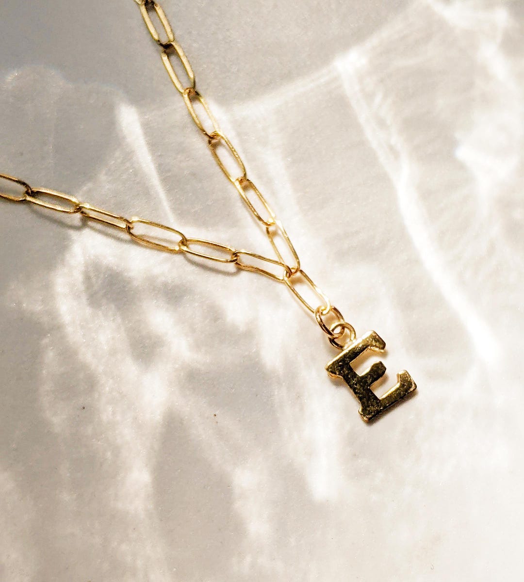 14k Gold Filled Personalized Initial Necklace, Dainty Paperclip Chain ...