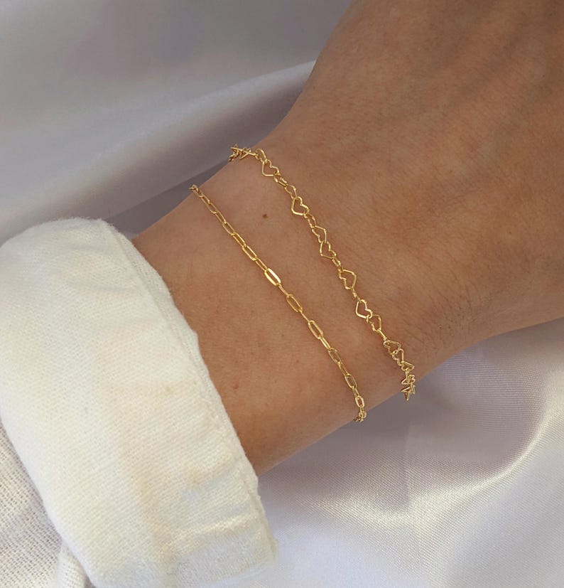 Personalized 14k Gold Filled Bracelet – Dainty Non Tarnish Paperclip ...